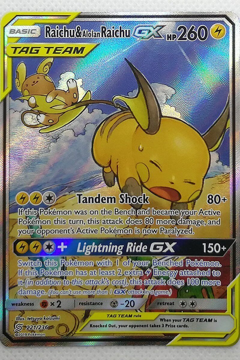 Raichu & Alolan Raichu GX 221/236 Full Art - Pocket Monster